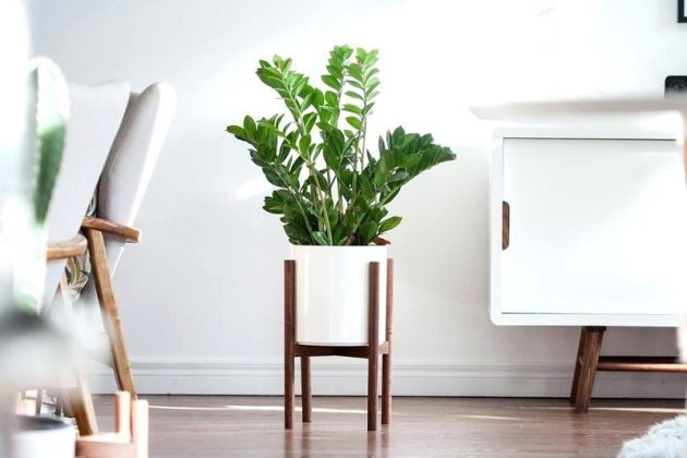 15 Modern Wood Leg Standing Planter Decor Ideas | Simdreamhomes